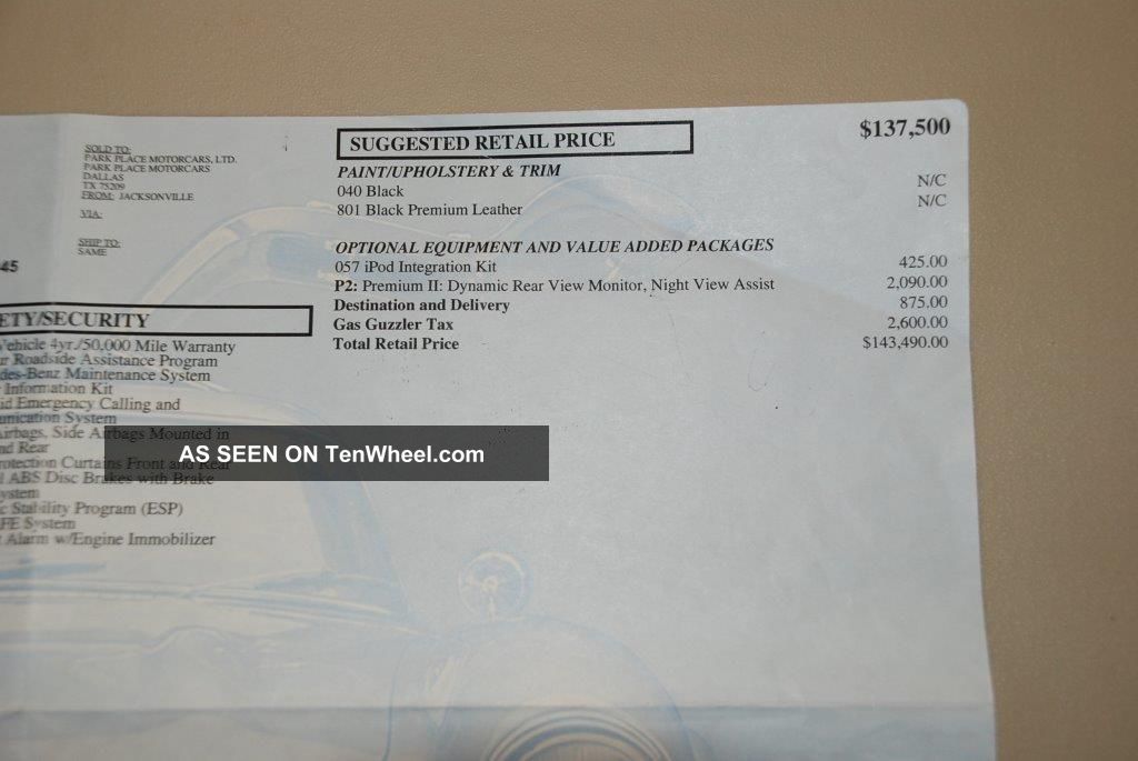 2008 Mercedes Amg $143, 490. 00 Msrp Window Sticker