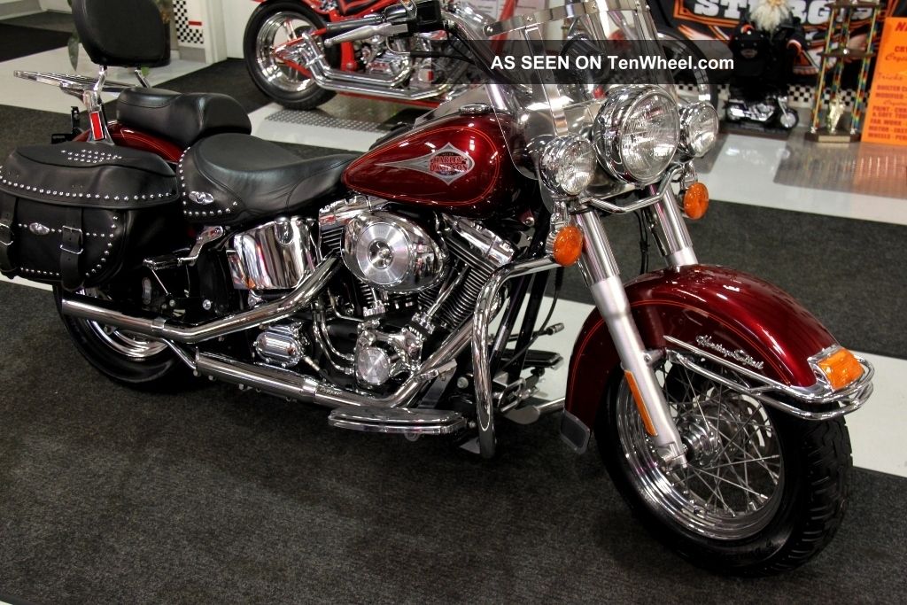 2000 Harley Heritage Softail Red 7 Black Python 3 Exhaust Windshield ...