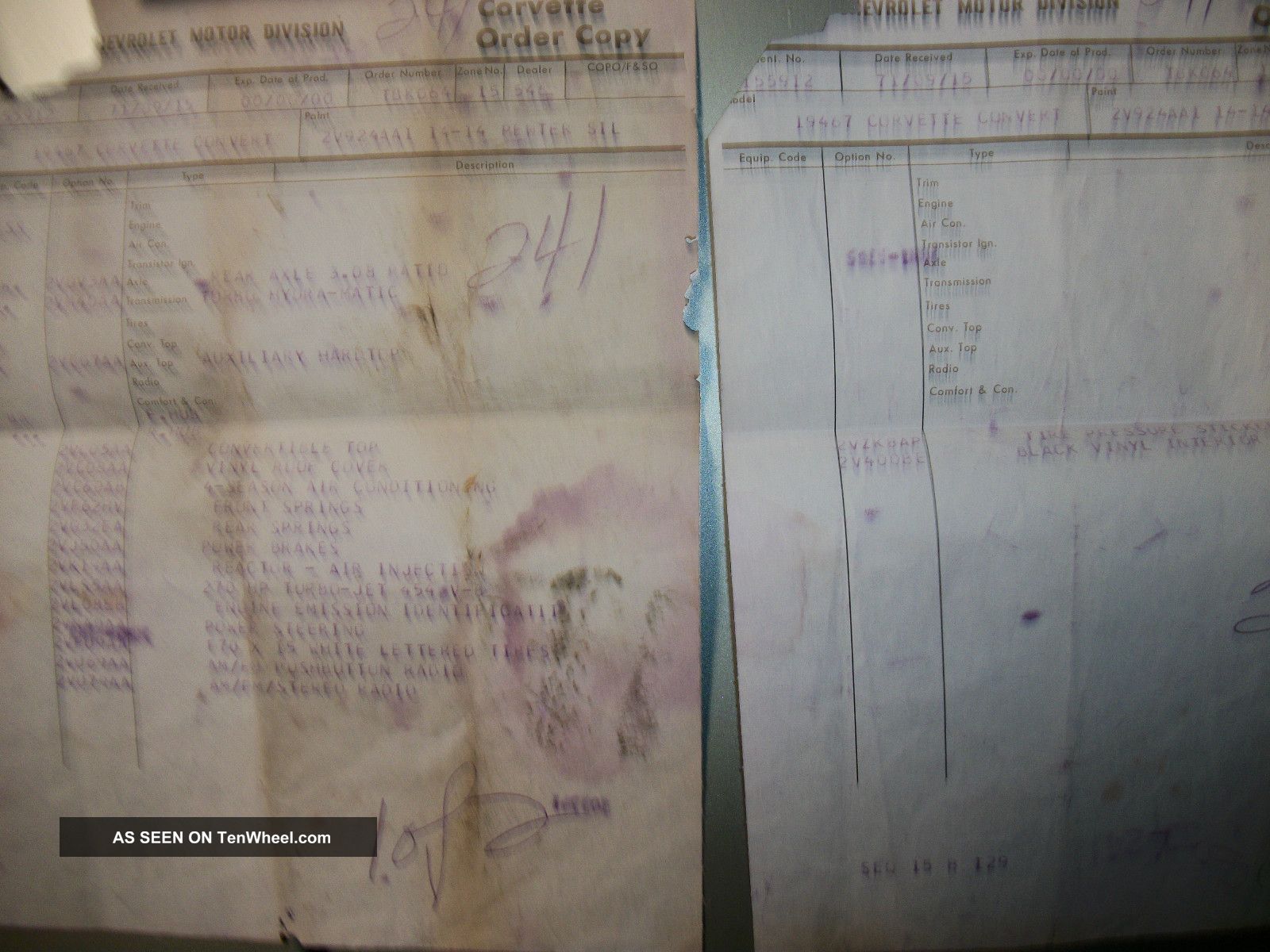 1972 Chevorlet Corvette 454 Convertible Build Sheet Big Block Bbc