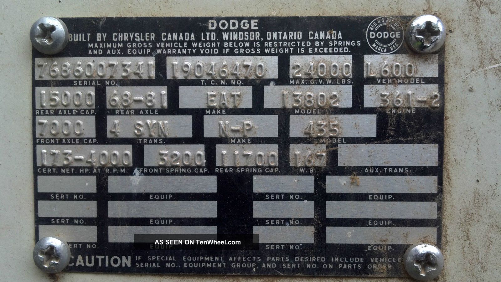 1969 Dodge L600 Cabover Coe 361 Cid Wedge, Now Registered, California ...